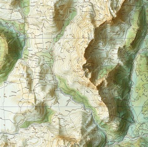 a topographic map showing a river basin with detailed elevation