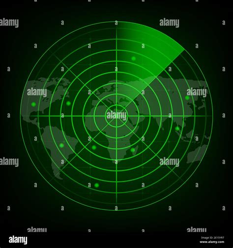 Realistic Radar In Searching Radar Screen With The Aims Vector Stock