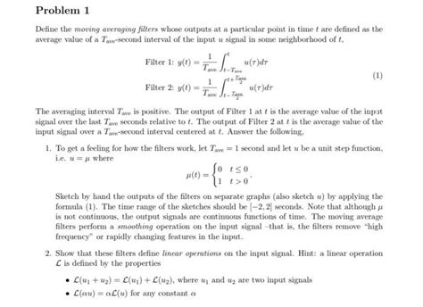 solved problem 1 define the moving averaging filters whose