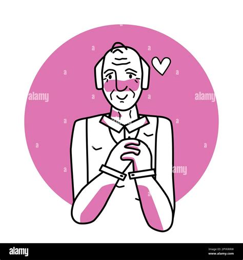 Shy Old Man With Emotion Of Love Facial Expression With Gestures