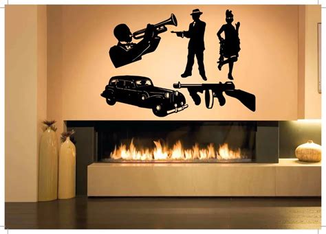 Wall Room Decor Art Vinyl Sticker Mural Decal Jazz Gangster Tommy Gun