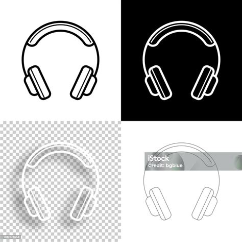 Casque Icône Pour Le Design Arrièreplans Vides Blancs Et Noirs Icône De