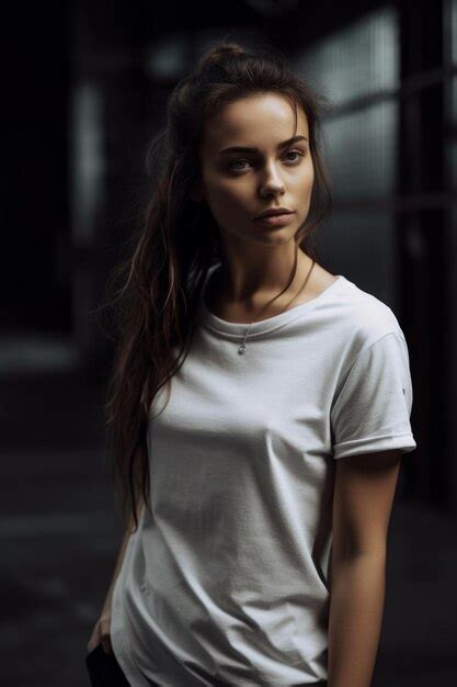 Premium Ai Image A Girl In A White Shirt Is Standing In A Dark Alley