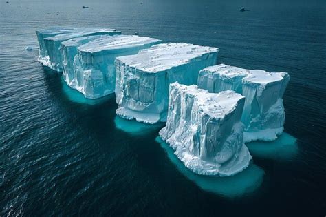 Aerial View Of Melting Icebergs In The Southern Ocean Showcasing Their Size And Scale From Above