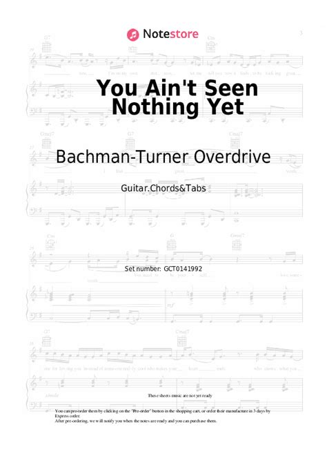 You Ain T Seen Nothing Yet Chords And Tabs Bachman Turner Overdrive In