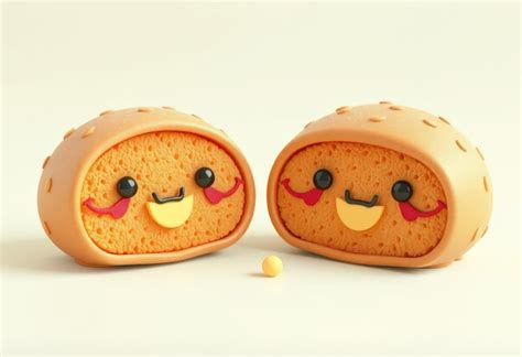 Two Cute Cartoon Cells With A Smaller Cell Between Them On A White Background Premium Ai