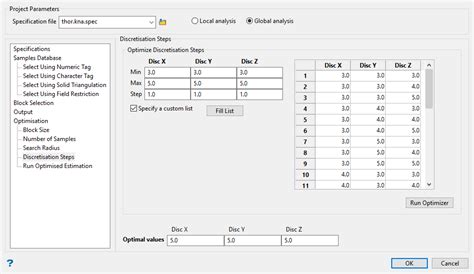 vulcan block grade estimation kriging neighborhood analysis