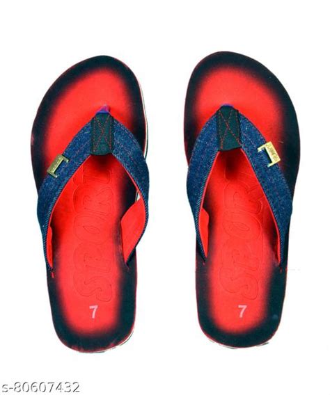Red Colorblocked Thong Flip Flops For Men