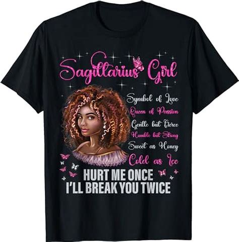 Sagittarius Girl Black Queen Zodiac Birthday Afro Woman T Shirt