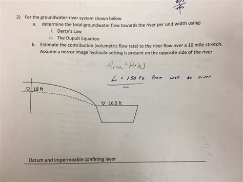 solved darcy s and dupuit to find groundwater flow