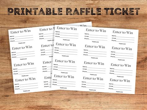 Printable Raffle Tickets Raffle Ticket Template Enter To Win Printable Simple Raffle Ticket