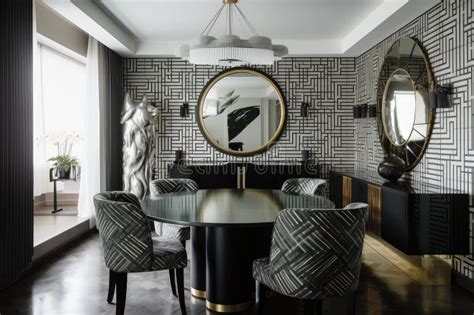 Art Deco Home With Sleek Streamlined Furniture And Geometric Patterns