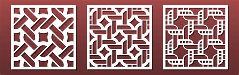 레이저 절단 패널 Cnc 스텐실 벽 예술 홈 장식 방 스크린 및 칸막이 디자인 종이 컷 카드 배경 추상 기하학적 패턴 장식 사각형 패널 세트 벡터 일러스트레이션 레이저에