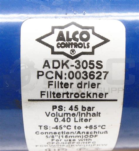 Alco Controls Adk 305s Filter Drier 45bar Plc Toolbox Supply