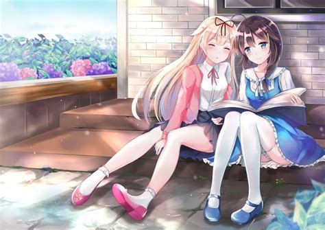 Illustration Anime Anime Girls Cartoon Thigh Highs Screenshot