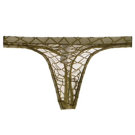 Clearance Under 5 Tmoyzq Mens Thong Underwear Sexy Floral Lace Mesh