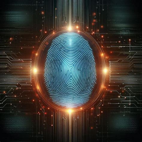 Glowing Digital Fingerprint Scanner Premium Ai Generated Vector