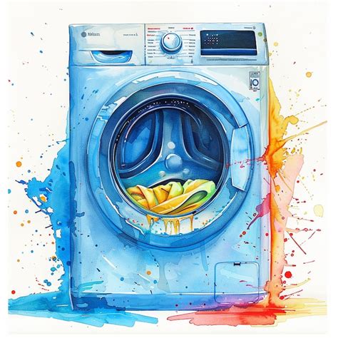 Photography Of Watercolor Washing Machine Clipart Premium Ai