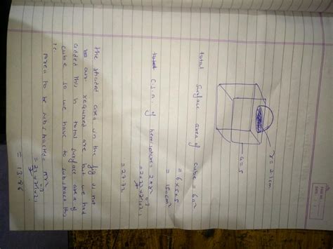 The Decorative Block Shown In Fig Is Made Of Two Solids A Cube And A Hemisphere The