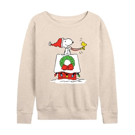 Peanuts Snoopy And Woodstock House Sleigh Womens Lightweight