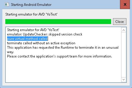 Android SDK AVD Manager Crashes With Pure Virtual Method Called