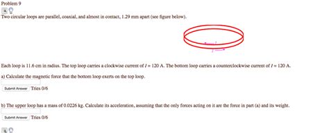 Solved Two Circular Loops Are Parallel Coaxial And Almost