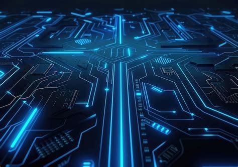 Premium Photo Futuristic Glowing Blue Circuit Board Technology