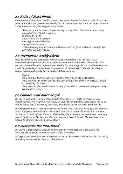 Master Slave Consensual Real Slavery Contract Template Fill Out Sign