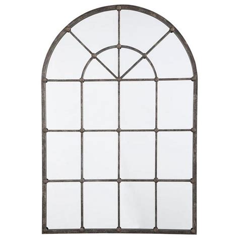 Benjara Bm230910 Arched Window Pane Metal Accent Mirror Bronze
