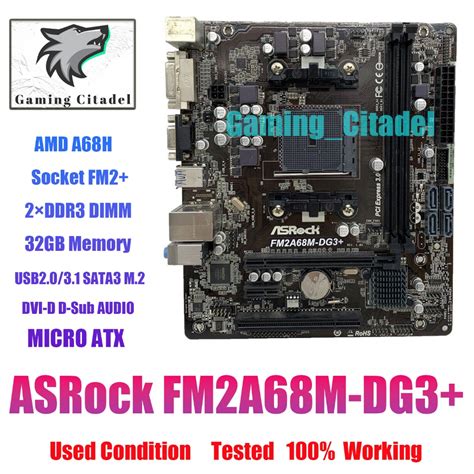 ASRock FM2A68M-DG3+ Motherboard M-ATX AMD A68H FM2+/FM2 DDR3 32GB SATA3 ...