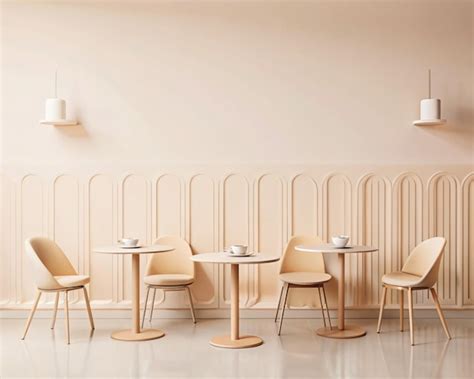 Abstract Modern Cafe Design Layout With Wall Background Premium Ai