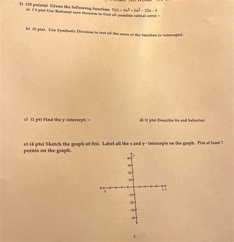 Solved 1 15 Points Given The Following Function Chegg
