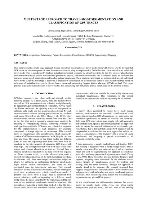 Pdf Multi Stage Approach To Travel Mode Segmentation And Classification Of Gps Traces
