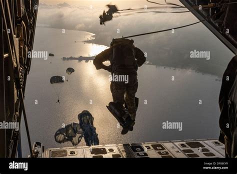 A Special Tactics Airman Jumps From A Marine Corps Kc 130j Hercules