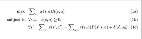The Linear Program For Solving An MDP M Download Scientific Diagram