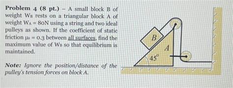 Solved Problem Pt A Small Block B Of Weight WB Chegg Com