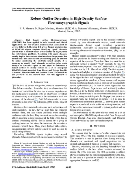 Pdf Outlier Detection In High Density Surface Electromyographic Signals