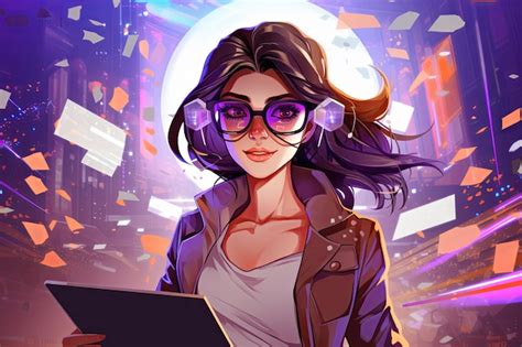 Mujer De Dibujos Animados Con Gafas Imagen Generada Con Ia