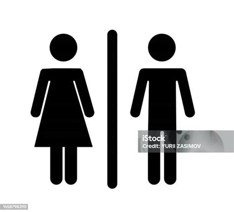 남자와 여자가 오줌을 싸는 화장실이나 욕실 재미 있는 벡터 Wc 그림 아이콘 또는 기호입니다 세계 화장실의 날 스틱맨 욕실 남녀
