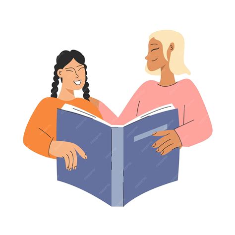 La Fille A Lu Un Livre Avec Sa Mère Lillustration Vectorielle Du