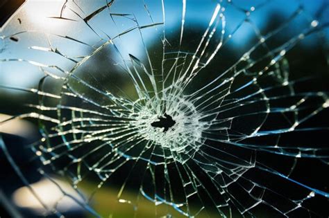 Premium Ai Image Damaged Car Windshield With Radial Splits And Traces