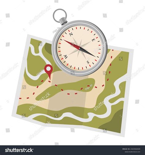 Tourist Map Route Compass Vector Clipart Stock Vector Royalty Free