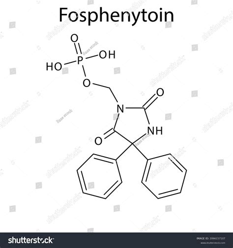 Fosphenytoin Molecular Structure Flat Skeletal Chemical Stock Vector