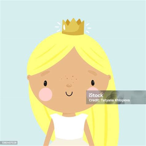 귀여운 공주 만화 스타일 벡터 그림입니다 어린이 물건 카드 포스터 배너 어린이 책 팩인쇄 옷 직물 벽지 섬유 또는 요리에 인쇄 공주에 대한 스톡 벡터 아트 및 기타 이미지