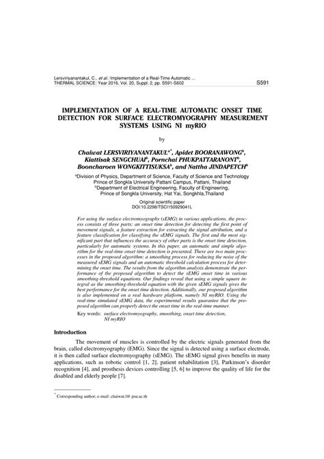 Pdf Implementation Of A Real Time Automatic Onset Time Detection For