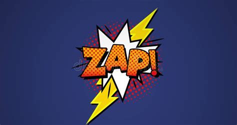 Image Of Zap Text Over Abstract Pattern And Lightning Icon Against Blue Background Stock