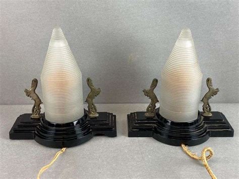 Pair Of Art Deco Frosted Glass Bedside Lamps Matthew Bullock Auctioneers