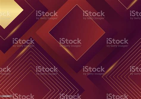 프리젠 테이션 디자인을위한 골드 빛나는 요소 장식어두운 빨간색 그라데이션 배경 배너 포스터 커버 템플릿 배경 등에 대한 벡터 일러스트레이션 3차원 형태에 대한 스톡 벡터