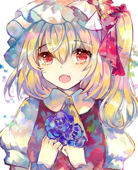 Safebooru 1girl Ascot Bangs Blonde Hair Fang Flandre Scarlet Flower
