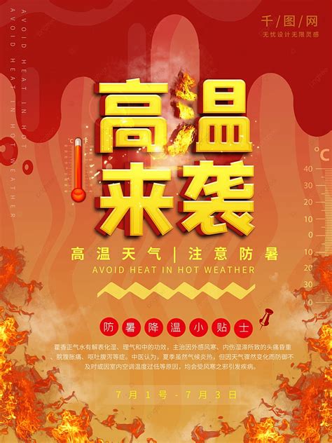 High Temperature Attack Heatstroke Prevention Poster Template Download